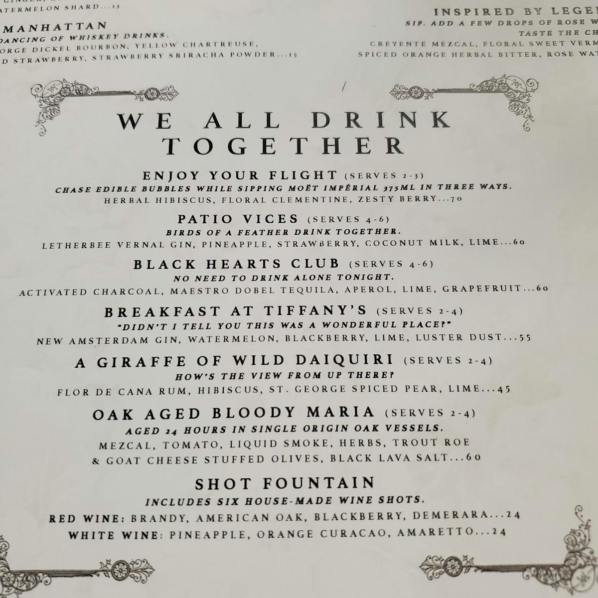 Carta del pub y bar Machine: Engineered Dining & Drink, Chicago