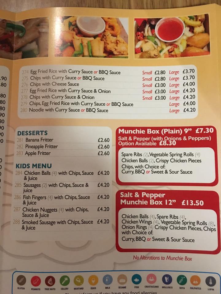 Menu at New World Chinese fast food, Alloa