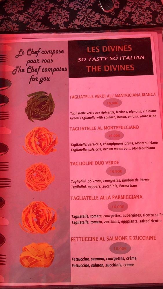 Menu at Pasta Divina, Brussels