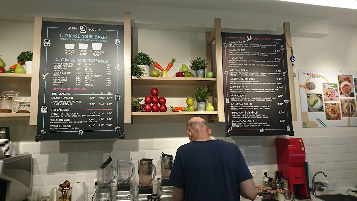 Menu at HAPPY BLENDER, Athens
