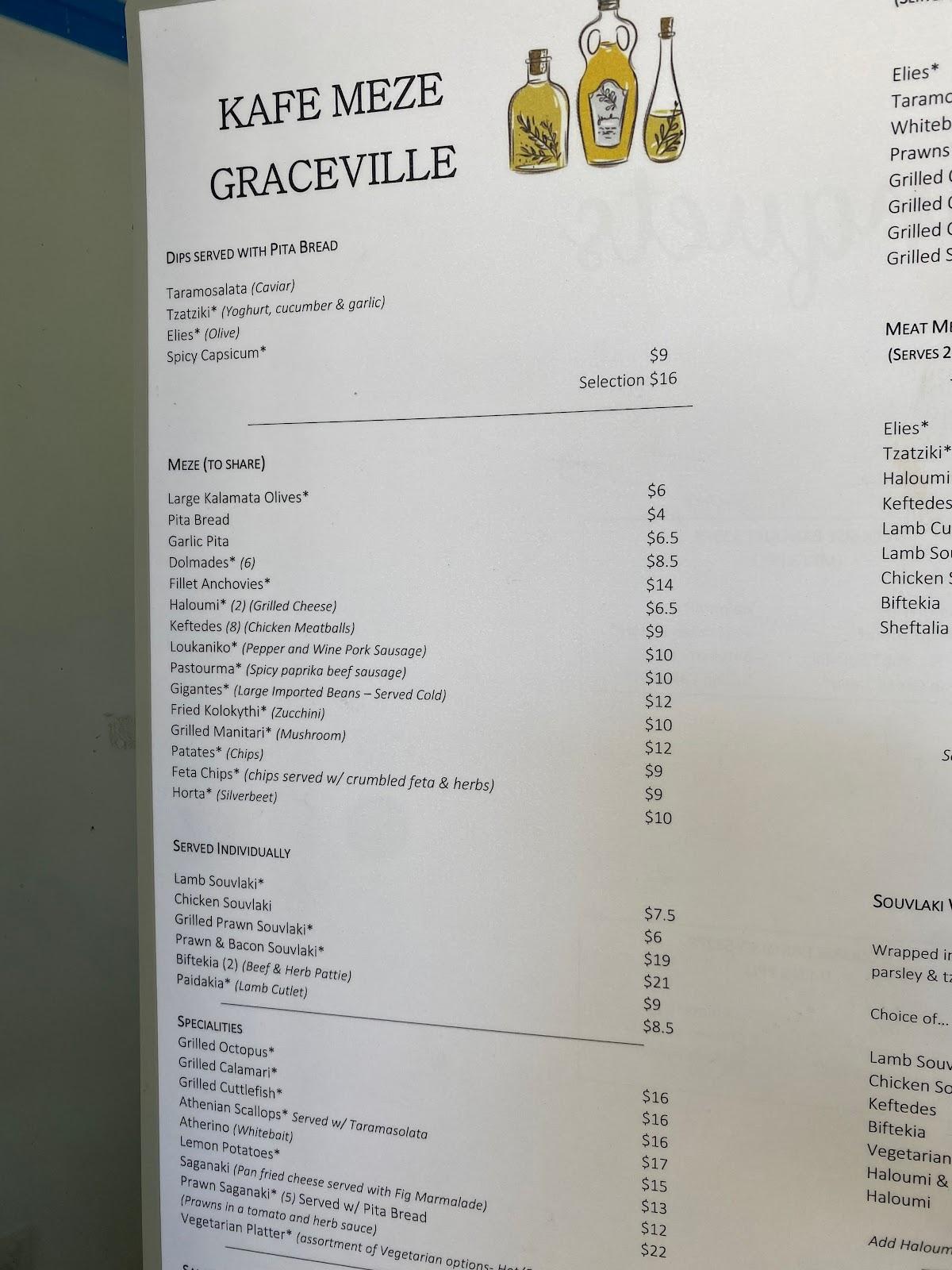 Menu at Kafe Meze Graceville restaurant, Graceville