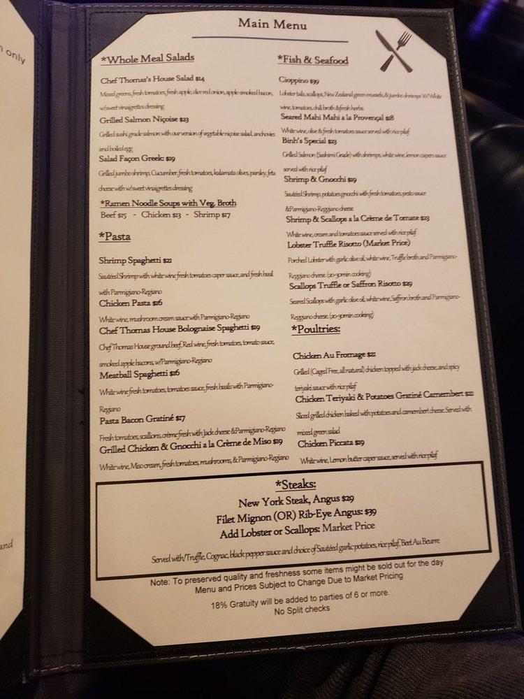 Menu at L'Apéritif Bistro restaurant, Fresno