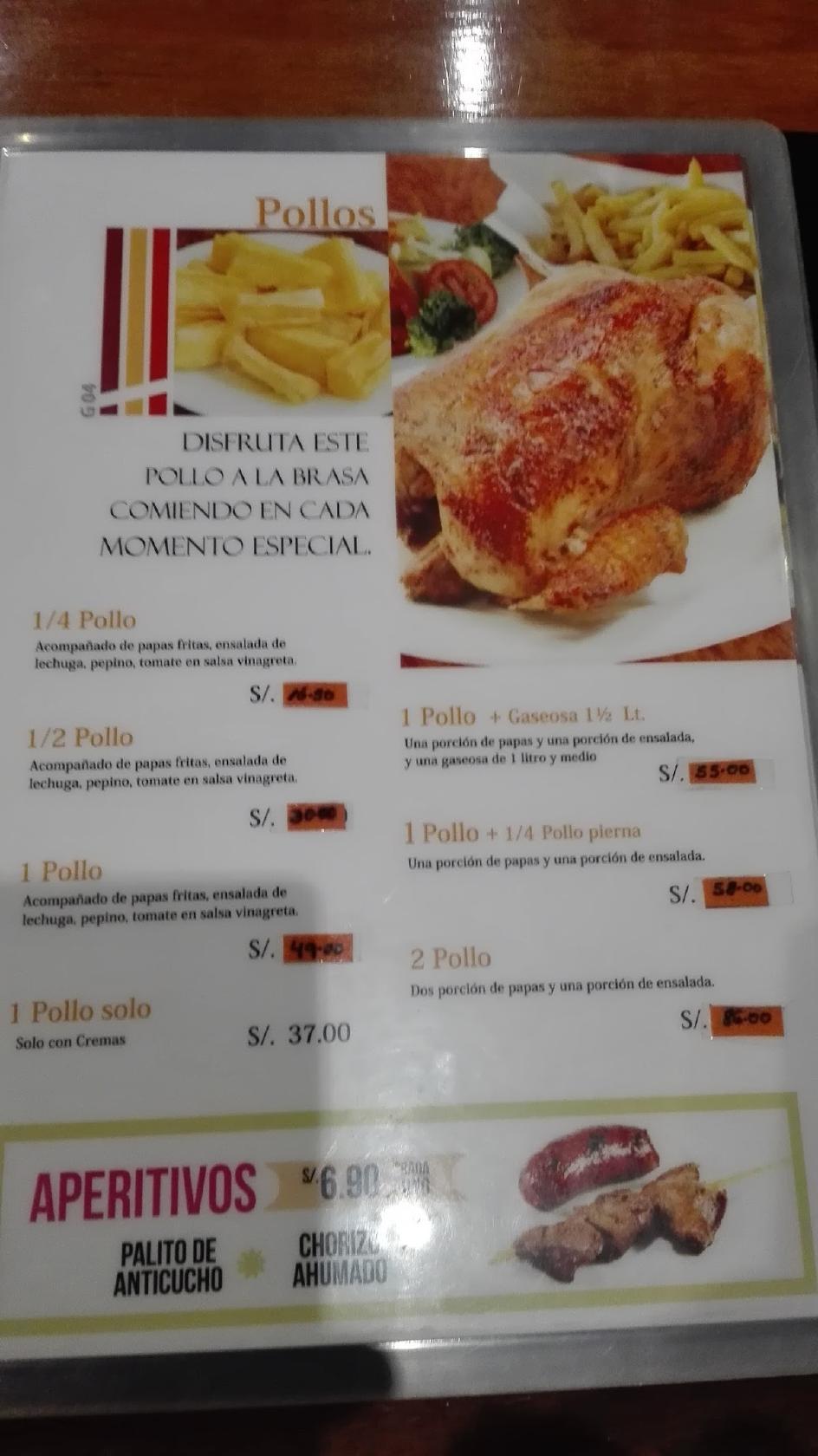 Carta del restaurante Pollería El Corralito, Pueblo Libre