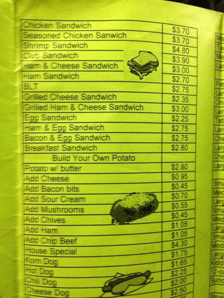 Menu at Rays Drive In fast food, Lufkin