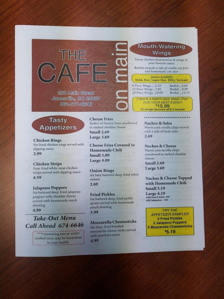 Menu at The Cafe, Jonesville, 208 S Main St