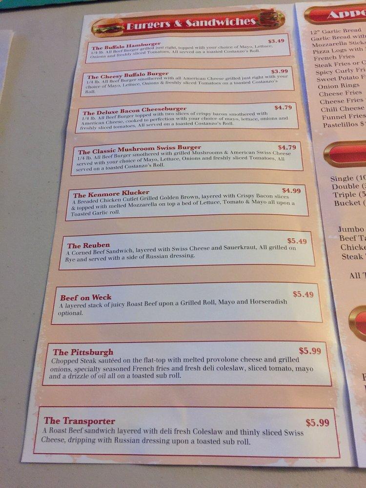 Menu at The Corner Store restaurant, Buffalo, Delaware Ave