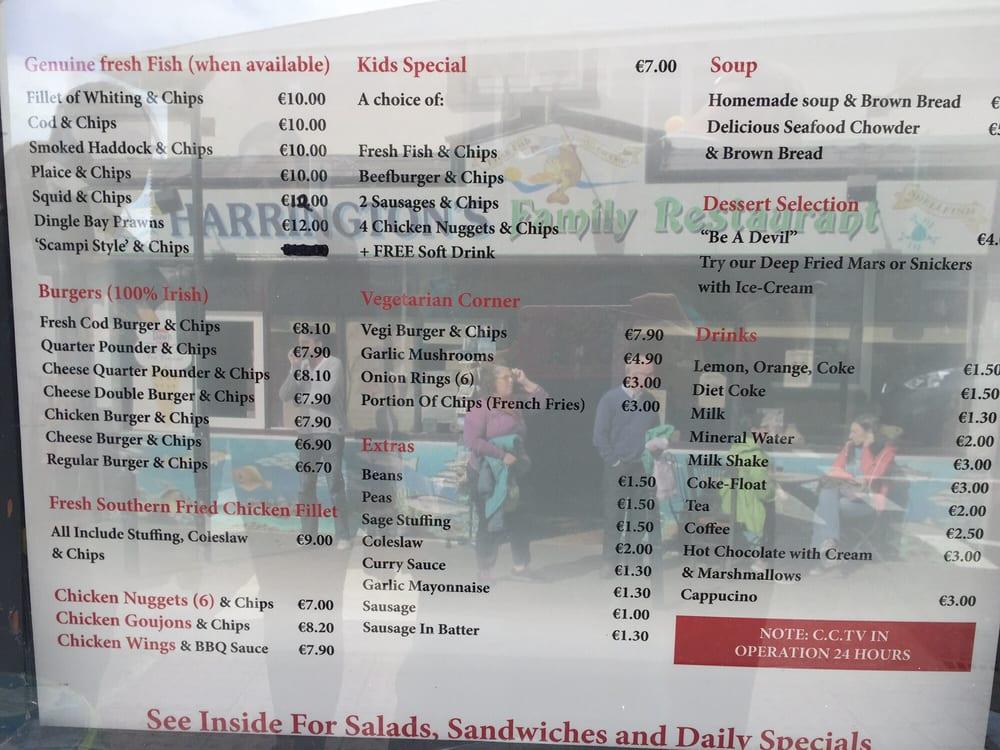 Menu at Harrington's Restaurant, Dingle