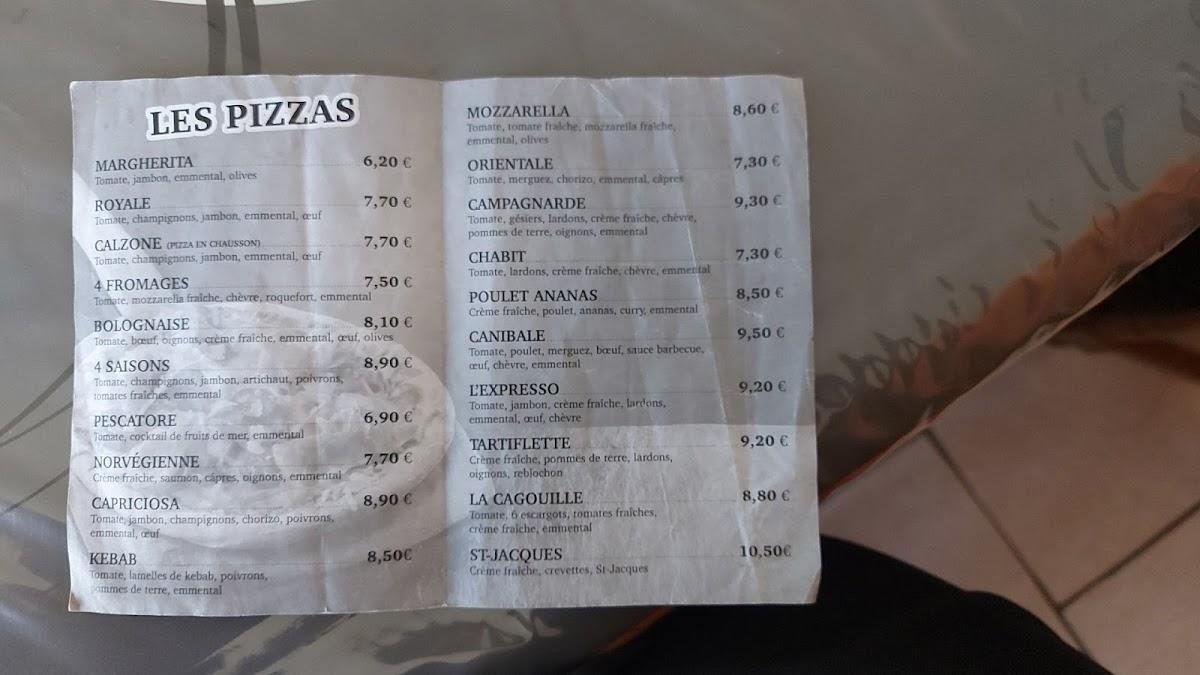 Menu au PIZZERIA L'EXPRESSO, Saint-Loup-Lamairé
