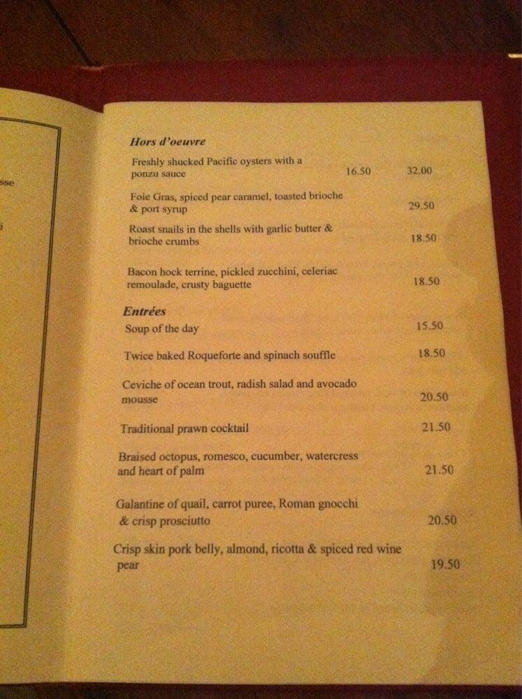 Menu at Boucher French Bistro restaurant, Graceville