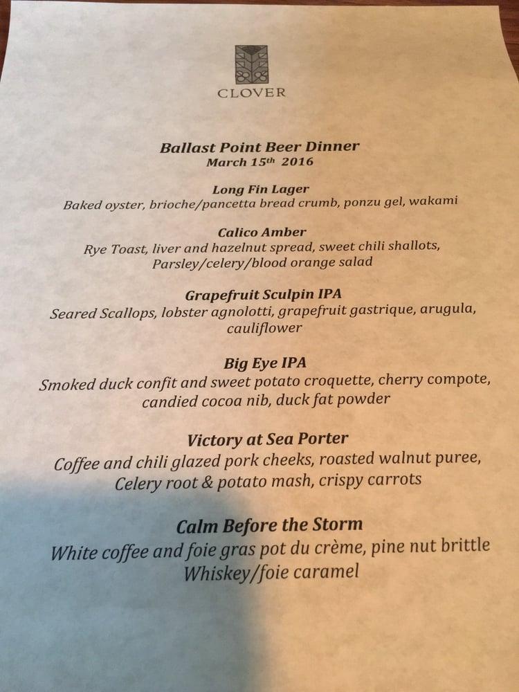 Menu at Clover Restaurant & Bar, Spokane