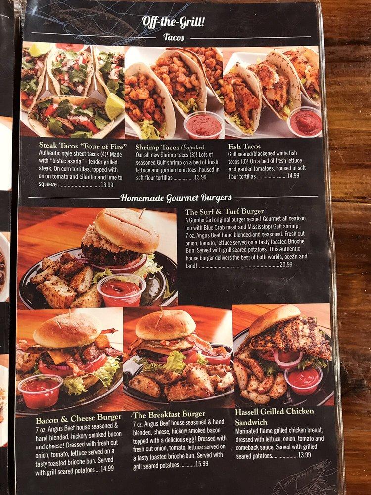 Menu at Gumbo Girl restaurant, Ridgeland, 900 E County Line Rd Suite 107