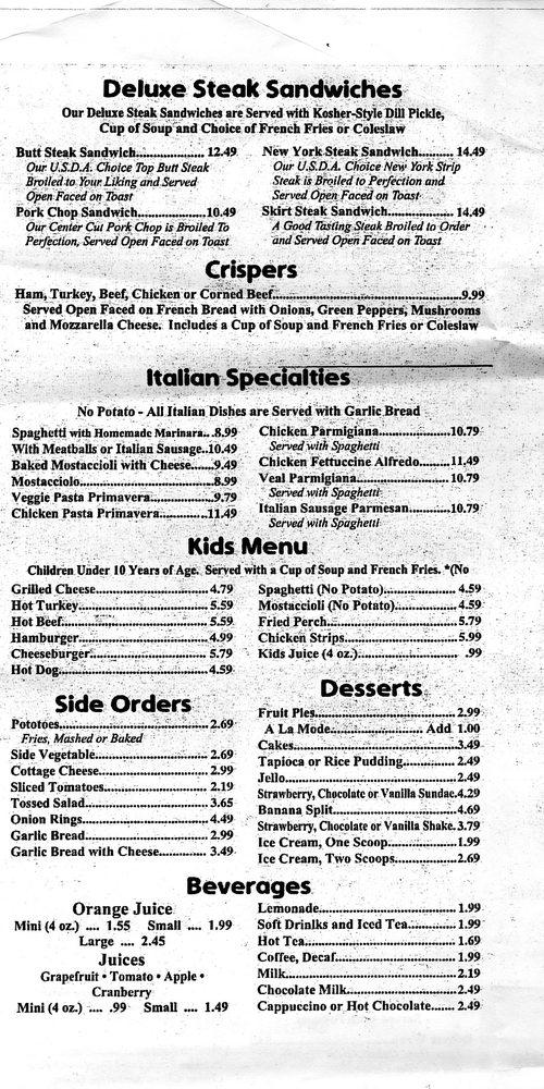 Menu at Island Lake Cafe, Island Lake