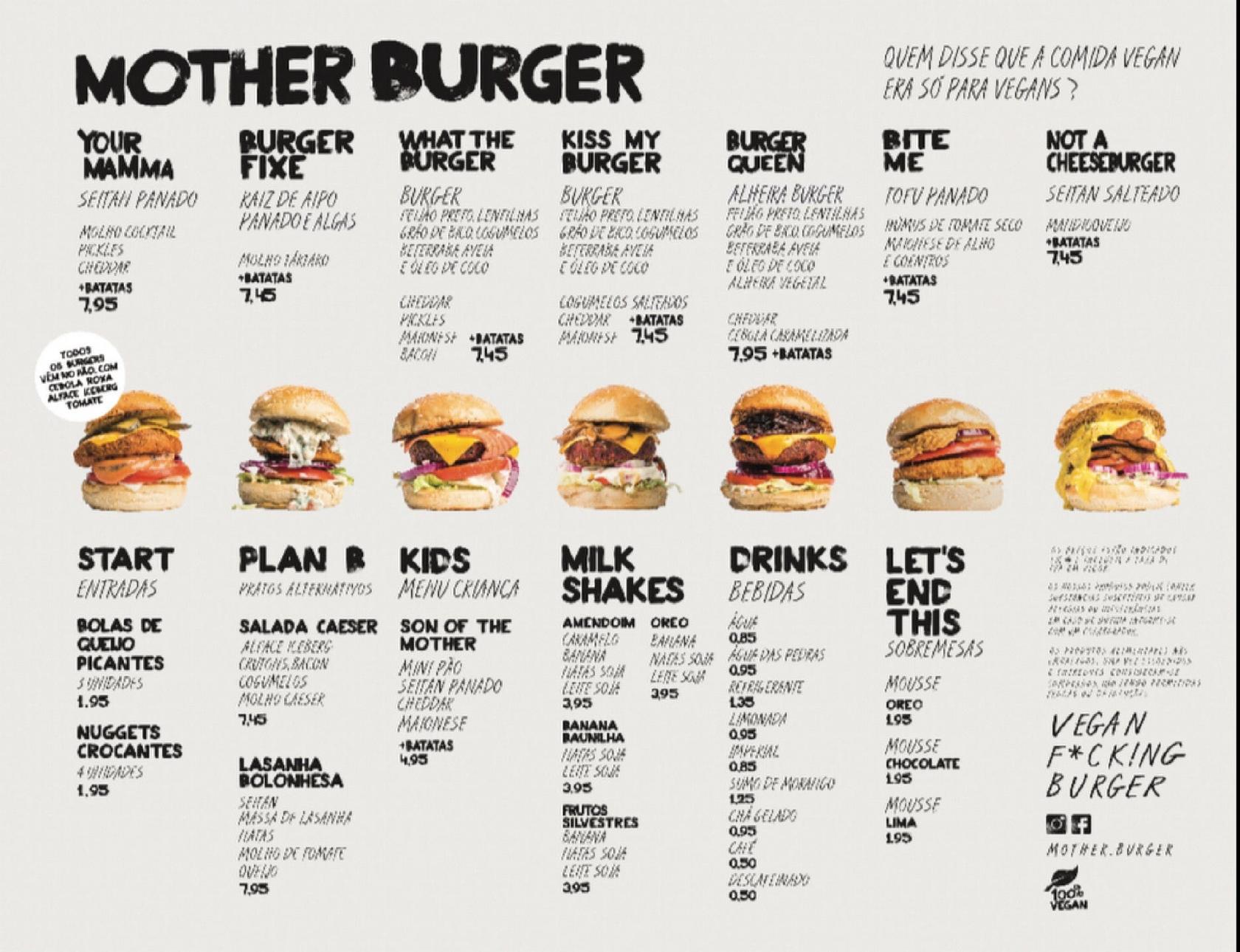 Menu em Mother Burger - Amoreiras restaurante, Lisboa, Av. Eng. Duarte ...