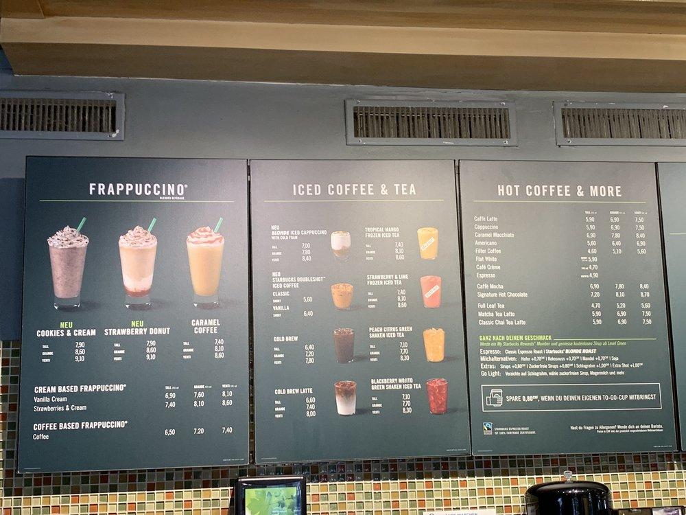 Menu at Starbucks, Zürich, Limmatstrasse 5