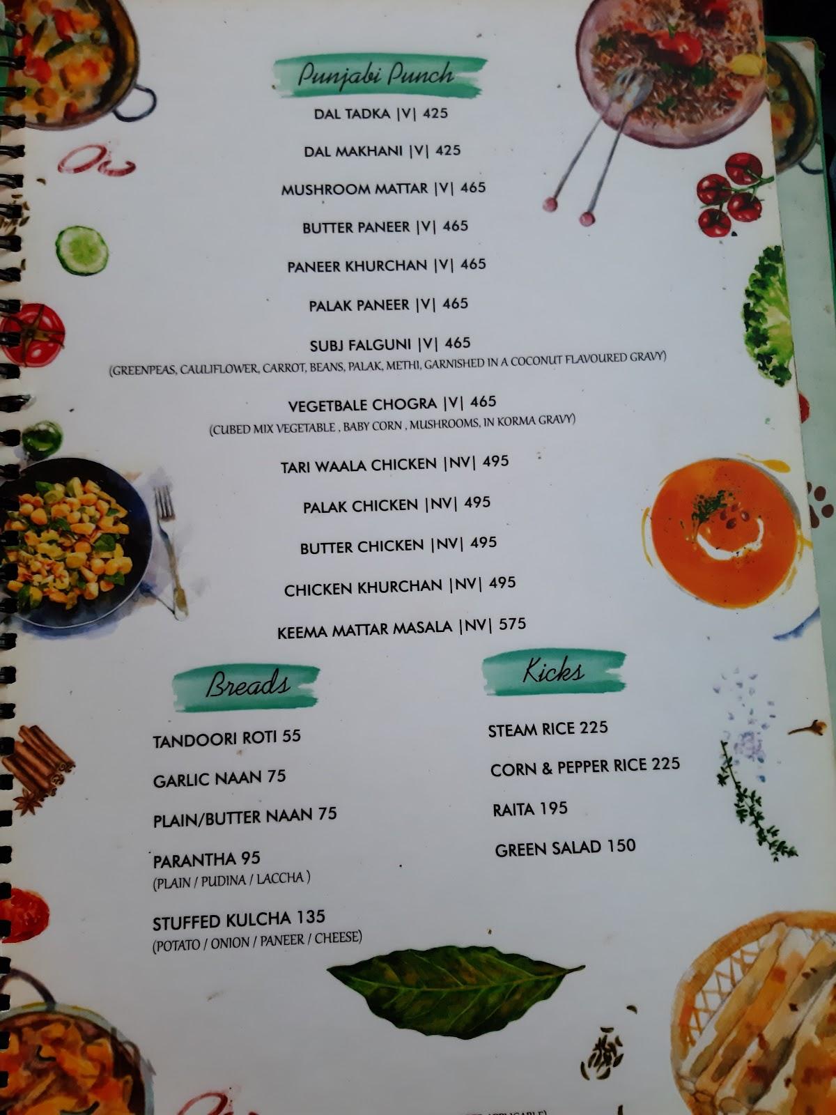 Menu at CAFE JC, Chandigarh