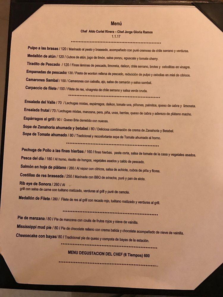 Menu at El Olivo Restaurant, Tijuana