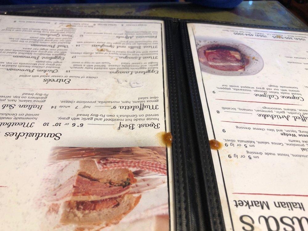 Menu at Gendusa's Italian Eatery pizzeria, Kenner