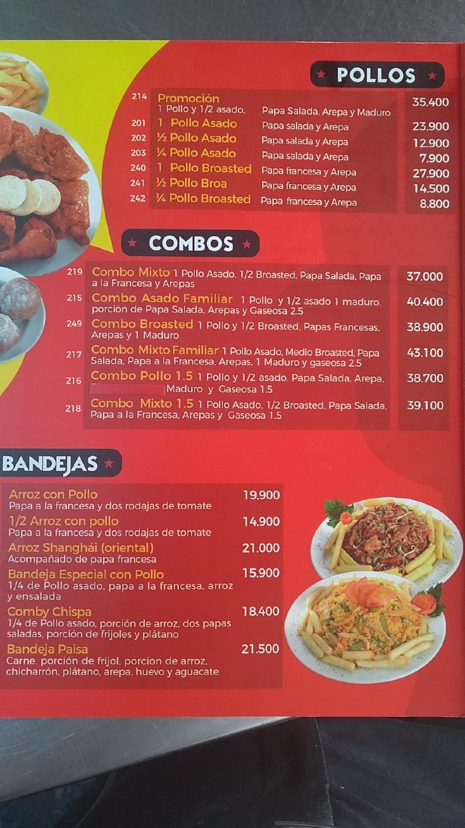 Carta del restaurante La Chispa al Rojo Modelia, Bogotá, Calle 24D # 80B 39