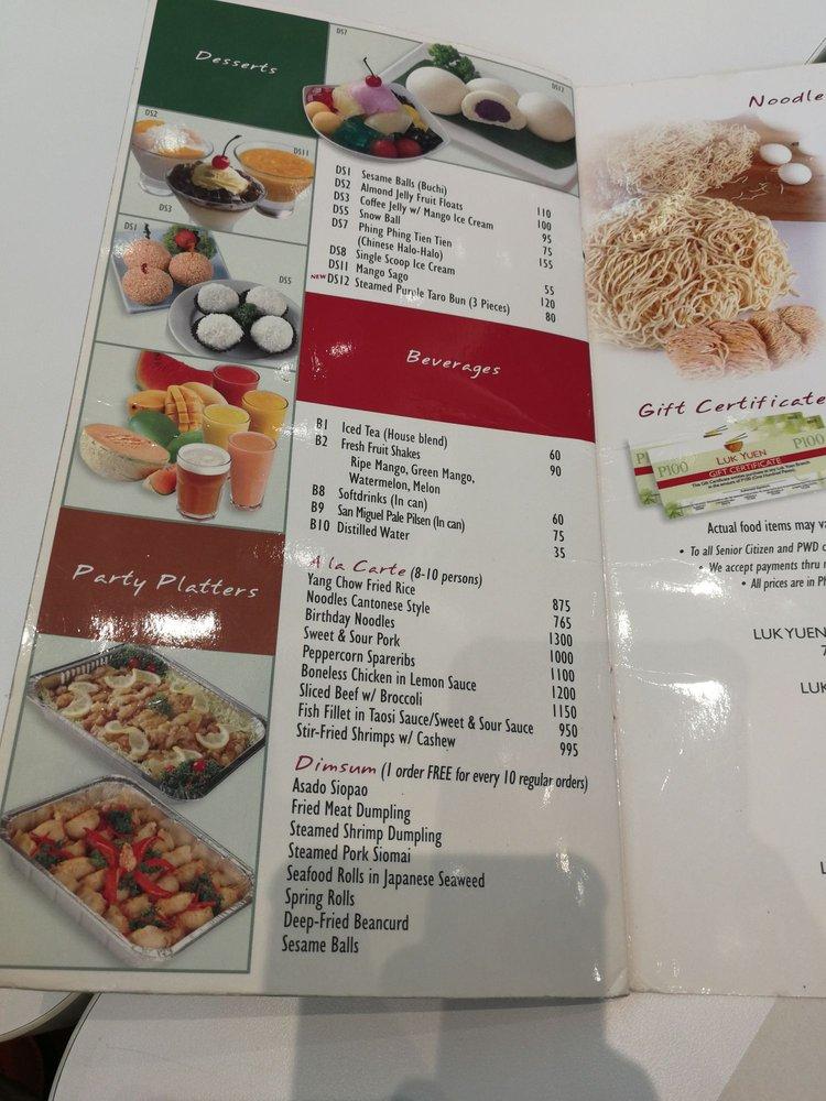 Carta del restaurante Luk Yuen, San Juan, GL