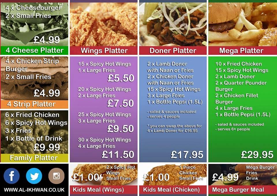 Menu at Original Al-Ikhwan restaurant, London