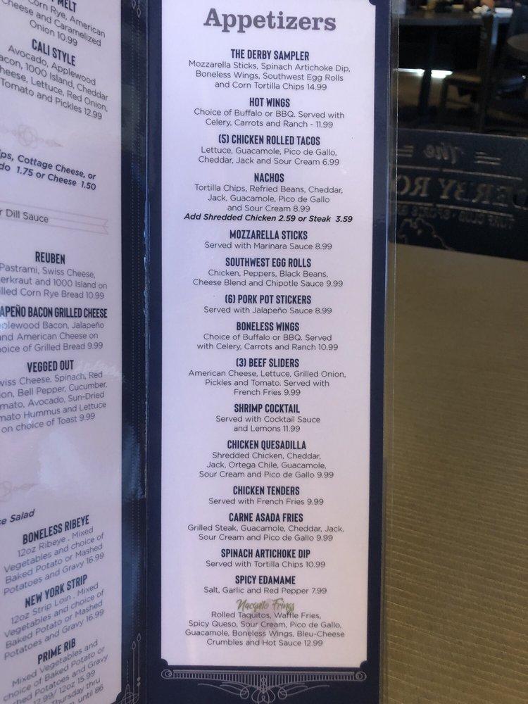 Menu at The Derby Room Norco pub & bar, Norco