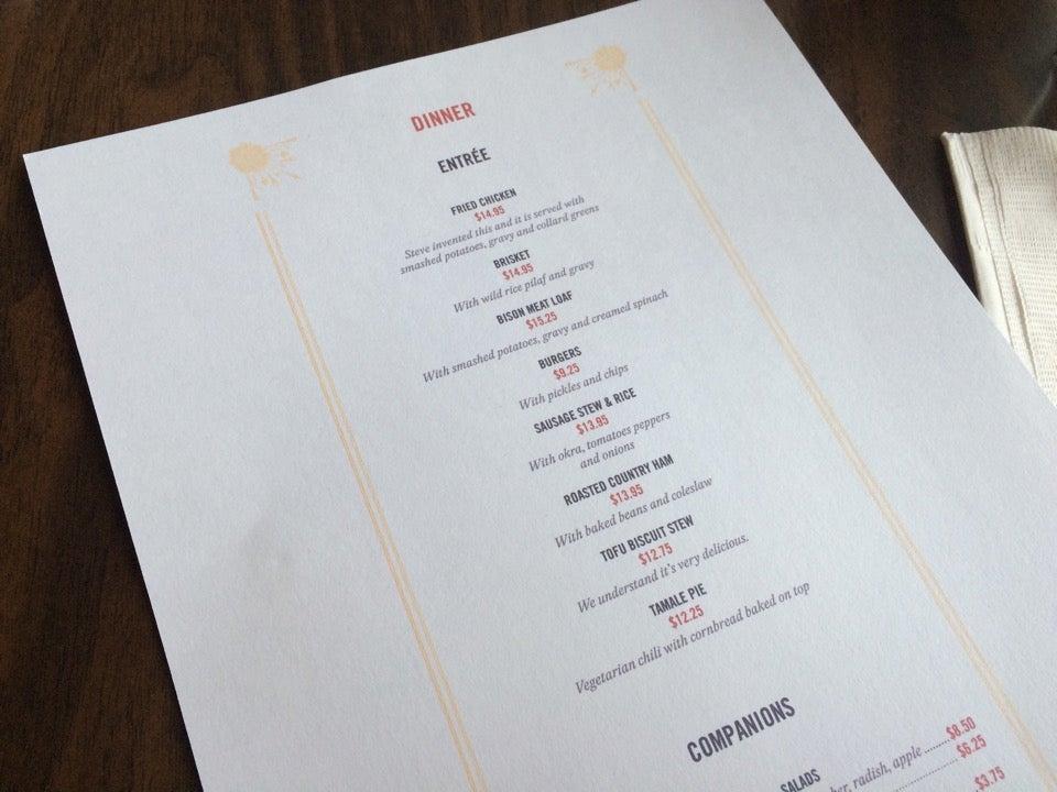 Menu at The Tallest Poppy restaurant, Winnipeg, 103 Sherbrook St