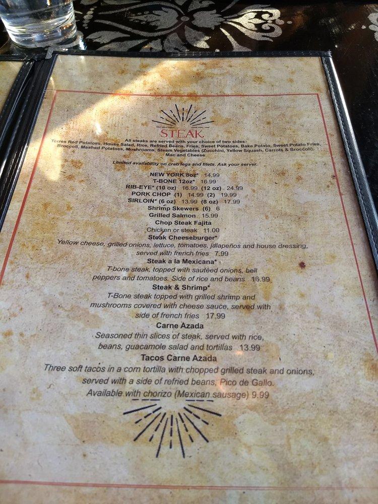 Menu at Torres Mexican Steakhouse, Williamsburg