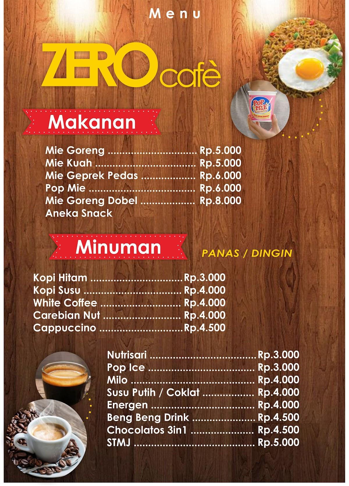 Menu at ZERO DONUT'S, Indonesia