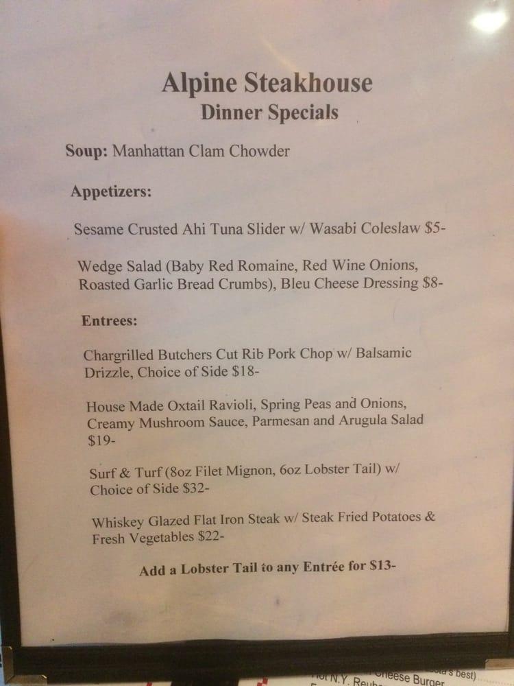 Menu at Alpine Steakhouse, Sarasota