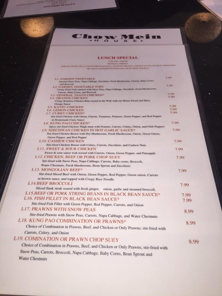 Menu at Chow Mein House restaurant, Las Vegas, W Charleston Blvd