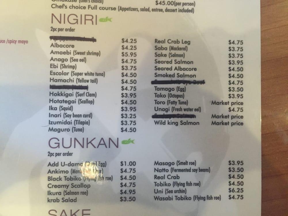 Menu at Makoto Japanese Restaurant, Eugene