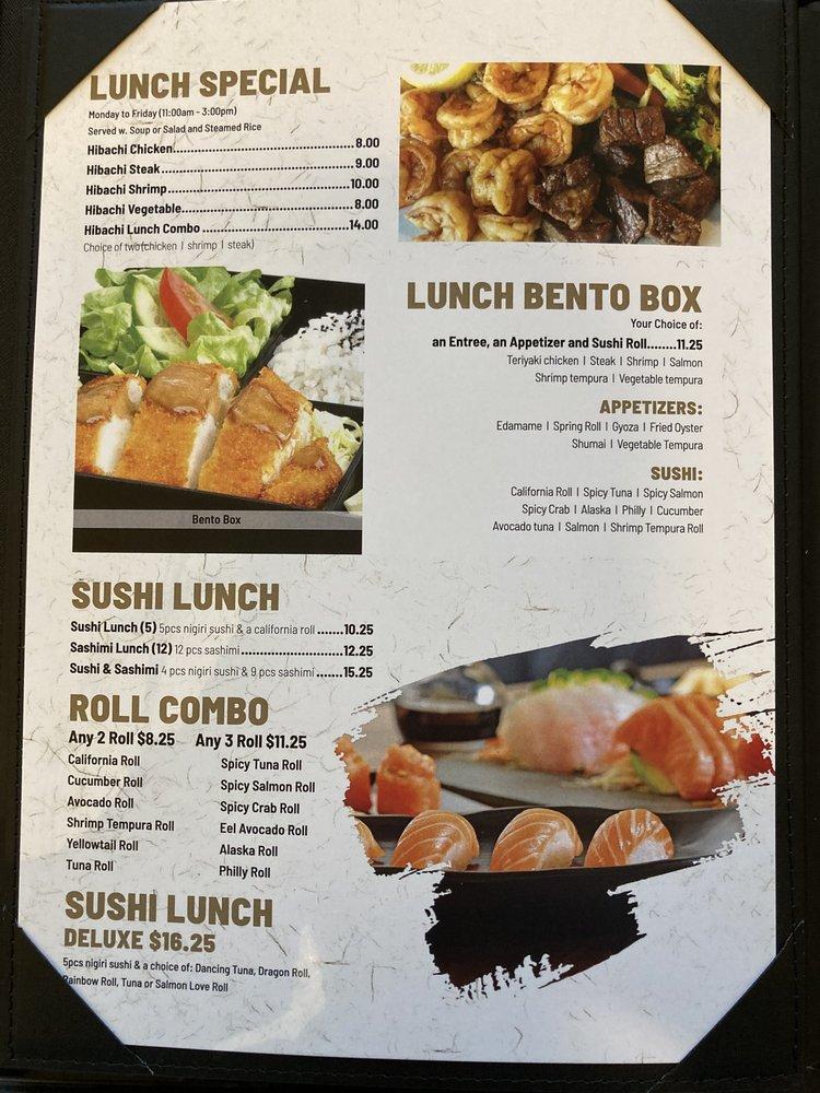 Menu at Miyako House restaurant, Asheville