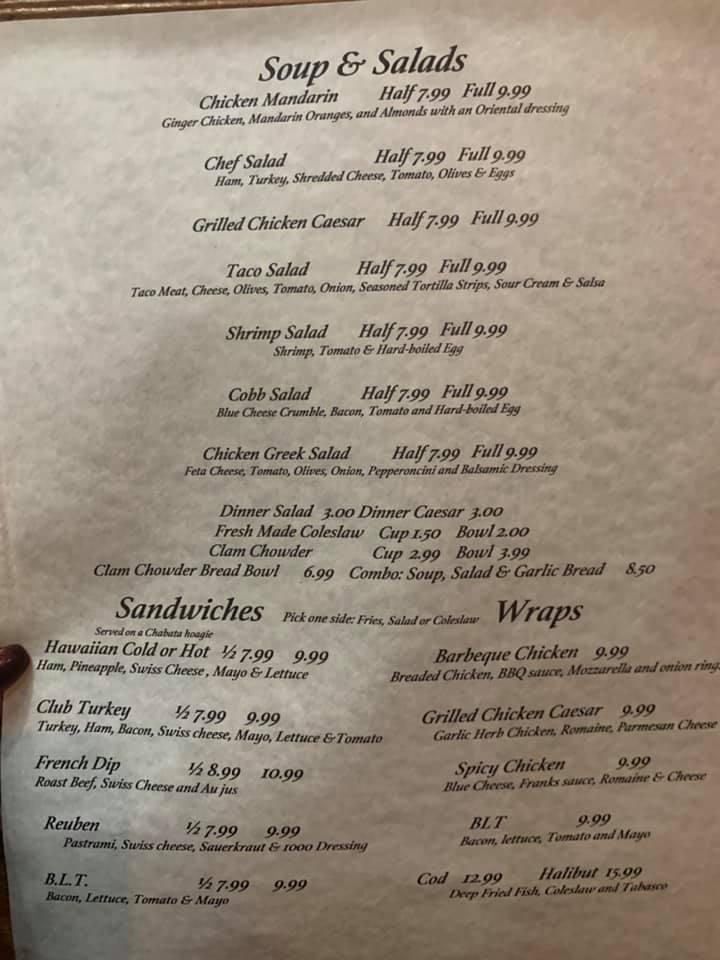 Menu at Salty Dog Eatery restaurant, Deer Park