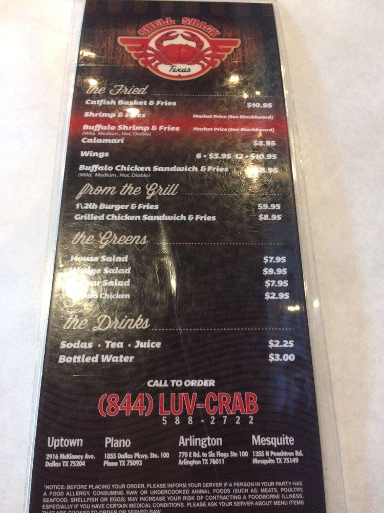 Menu at Shell Shack pub & bar, Plano