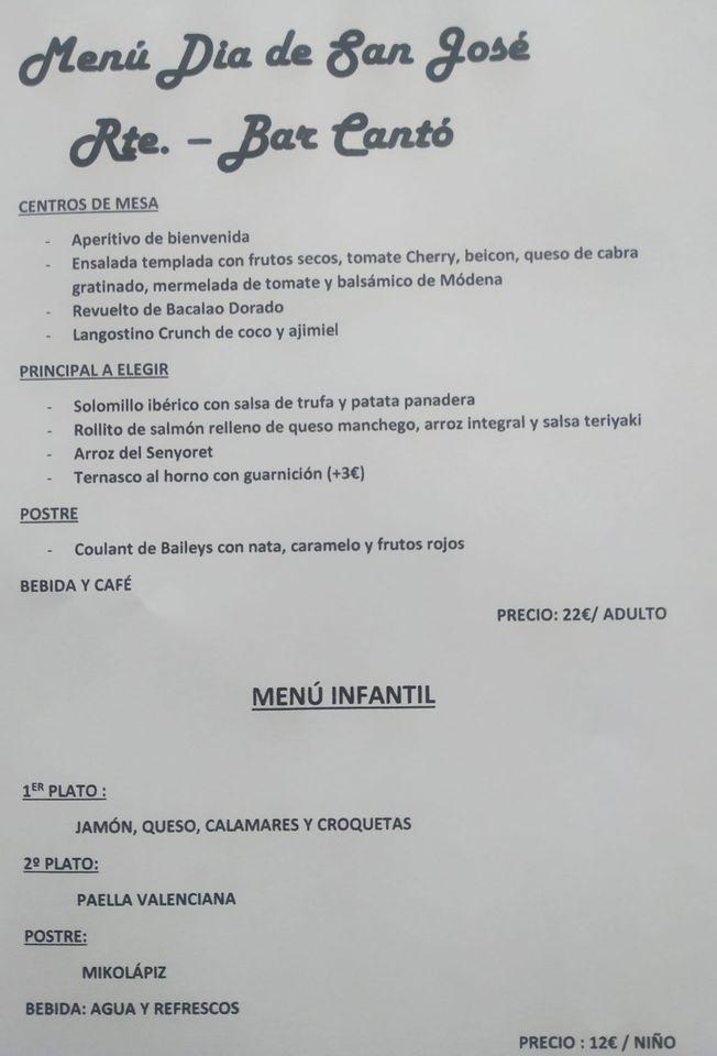 Menu at Bar Restaurant El Cantó, Les Alqueries