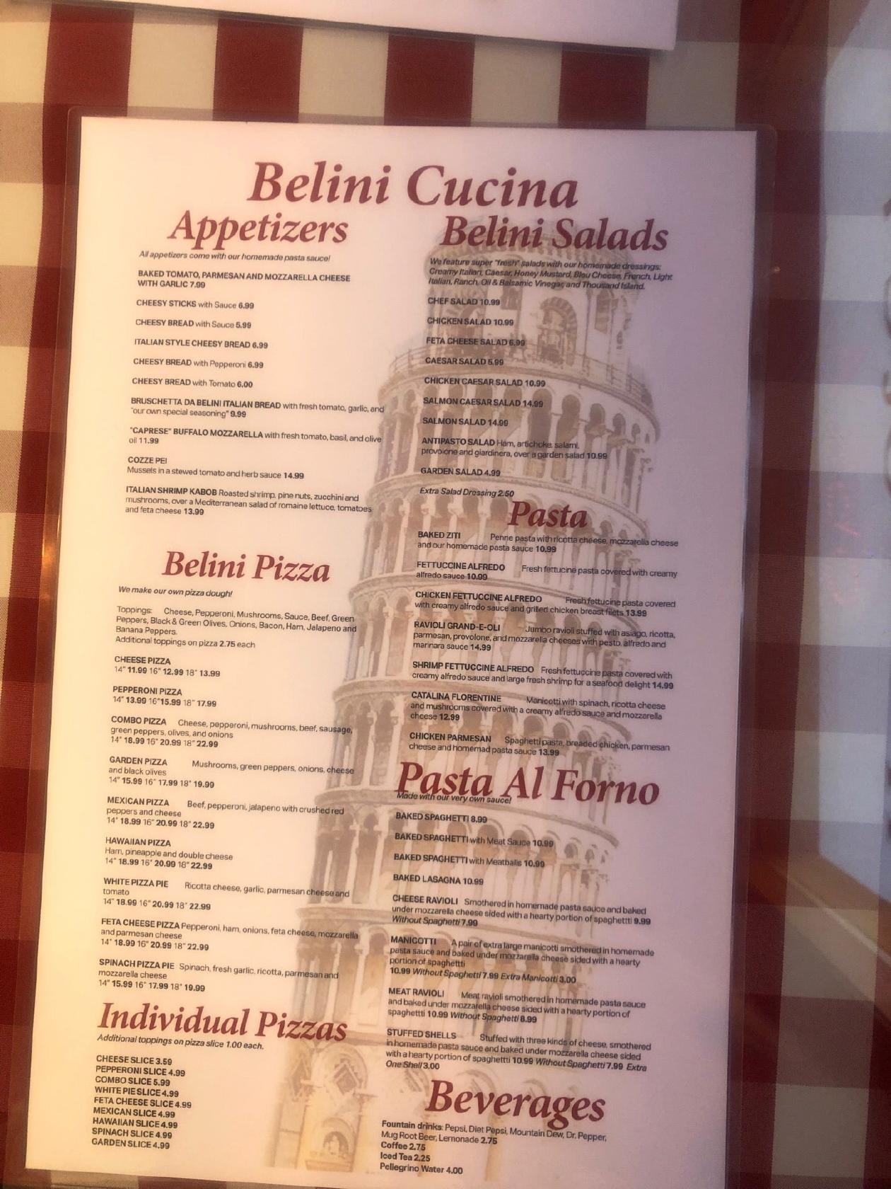 Menu at Melini Cucina Italian Restaurant, Portsmouth, 603 Chillicothe St