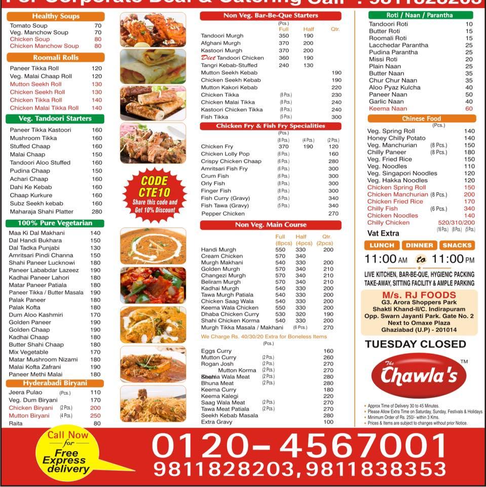 Menu at The Chawla's Tandoori Express, Ghaziabad