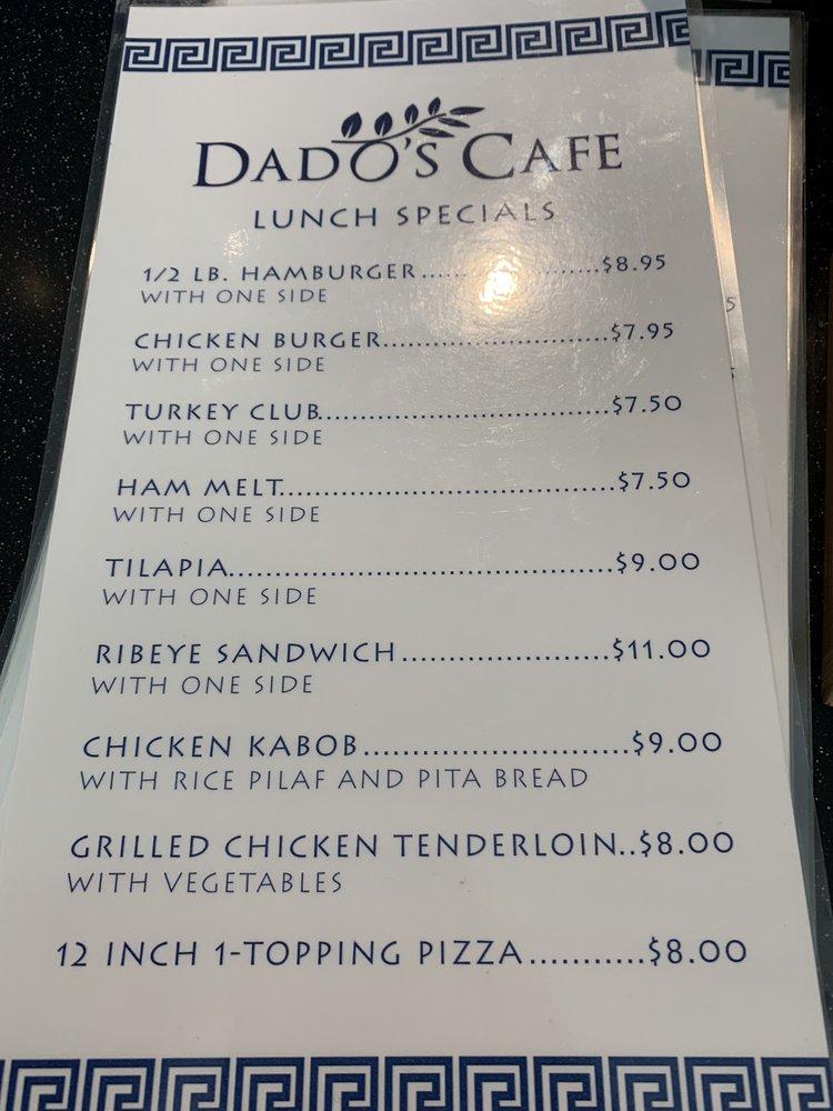 Menu at Dado's Cafe, St. Louis