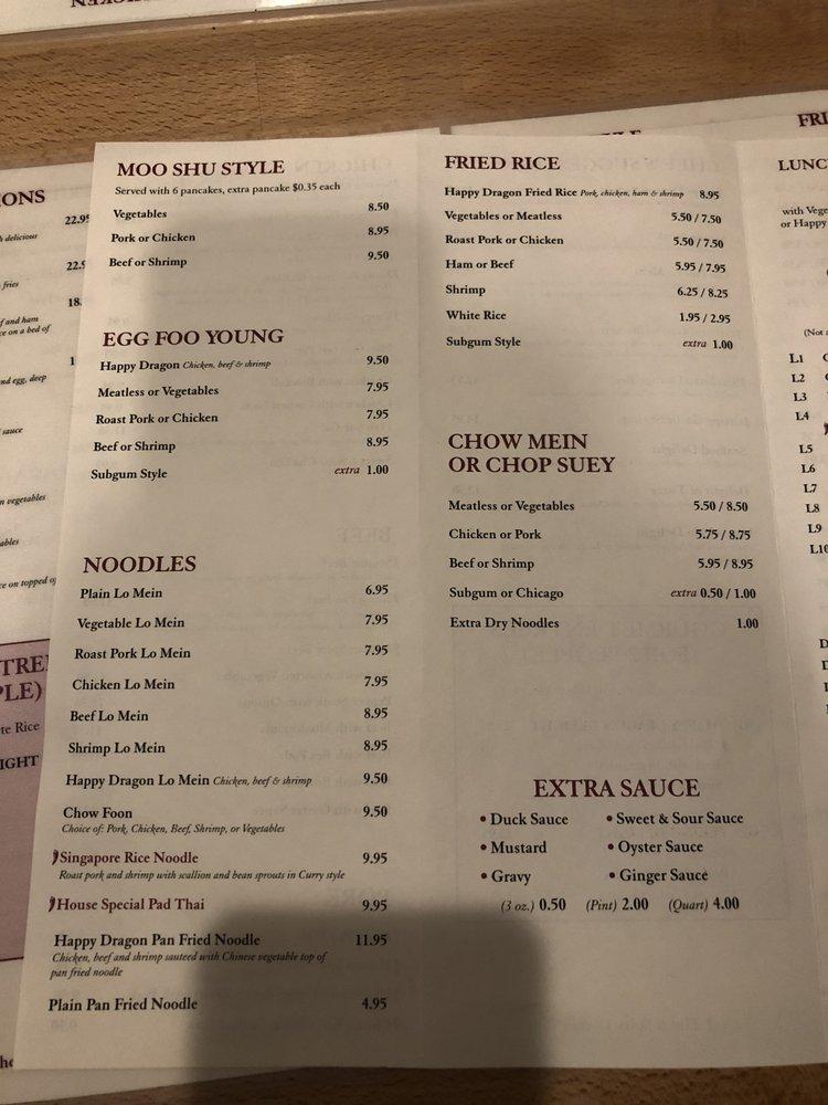 Menu at Happy Dragon Chinese Restaurant, Halifax