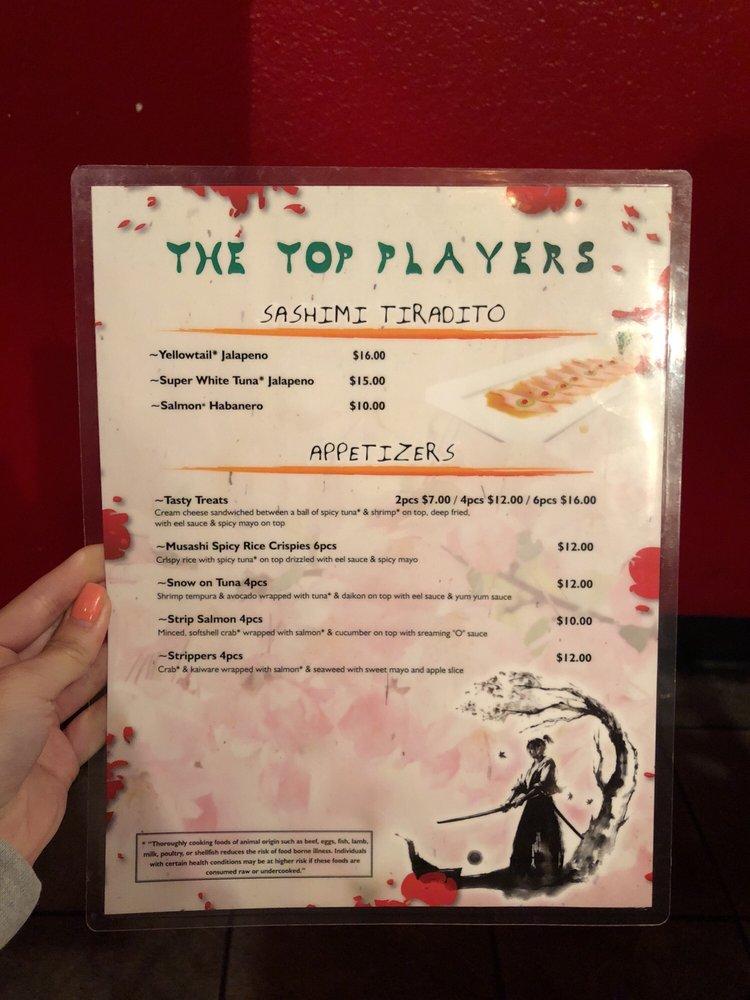 Menu at Musashi Japanese Steakhouse, Las Vegas