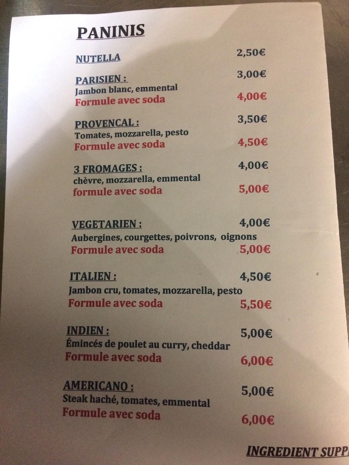 Menu at Pizza Plus restaurant, Tourves