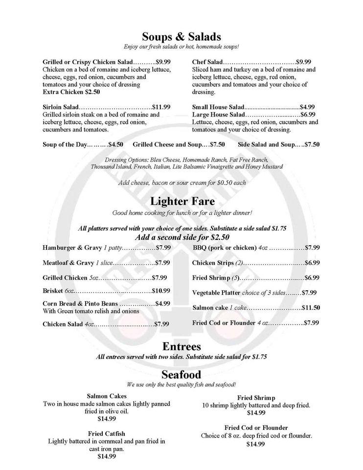 Menu at Rail Yard Restaurant, Appomattox