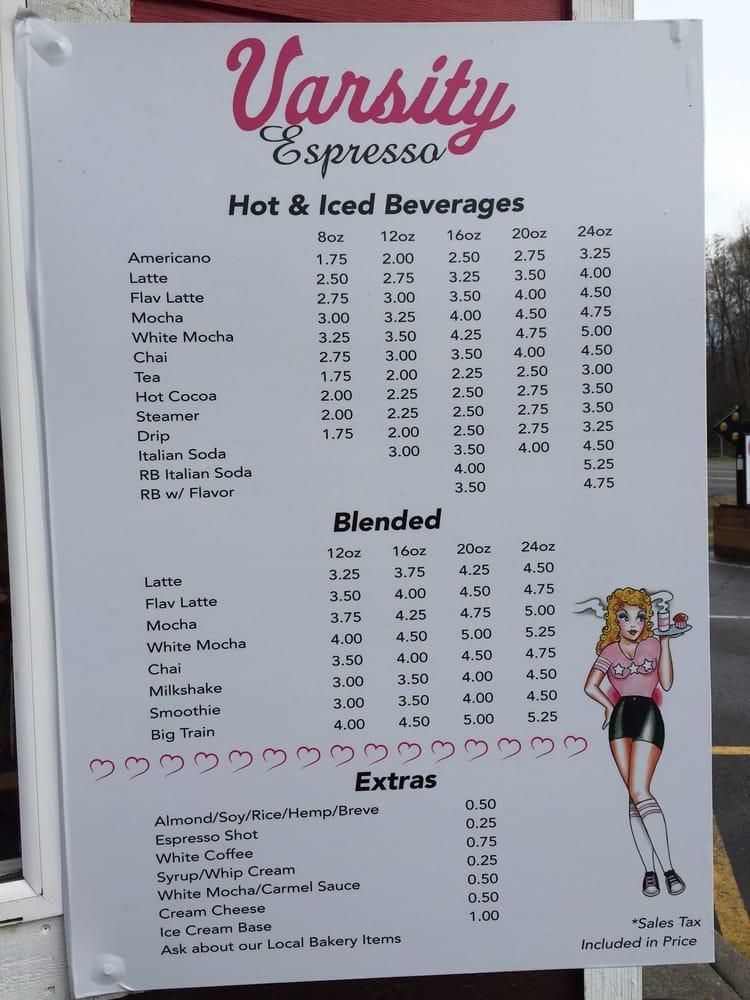 Menu at Varsity Espresso, Olympia