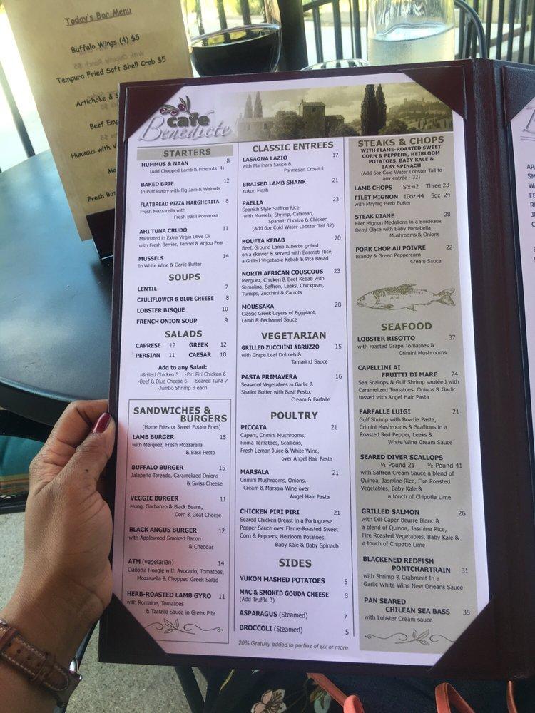 Menu at Cafe Benedicte, Houston, Memorial Dr