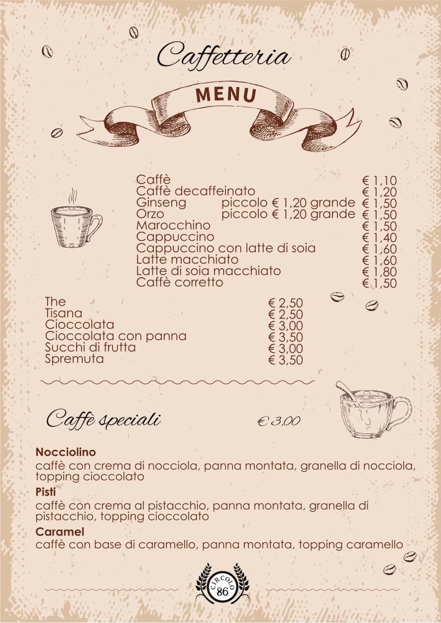 Menu at Circolo 86 restaurant, Osnago