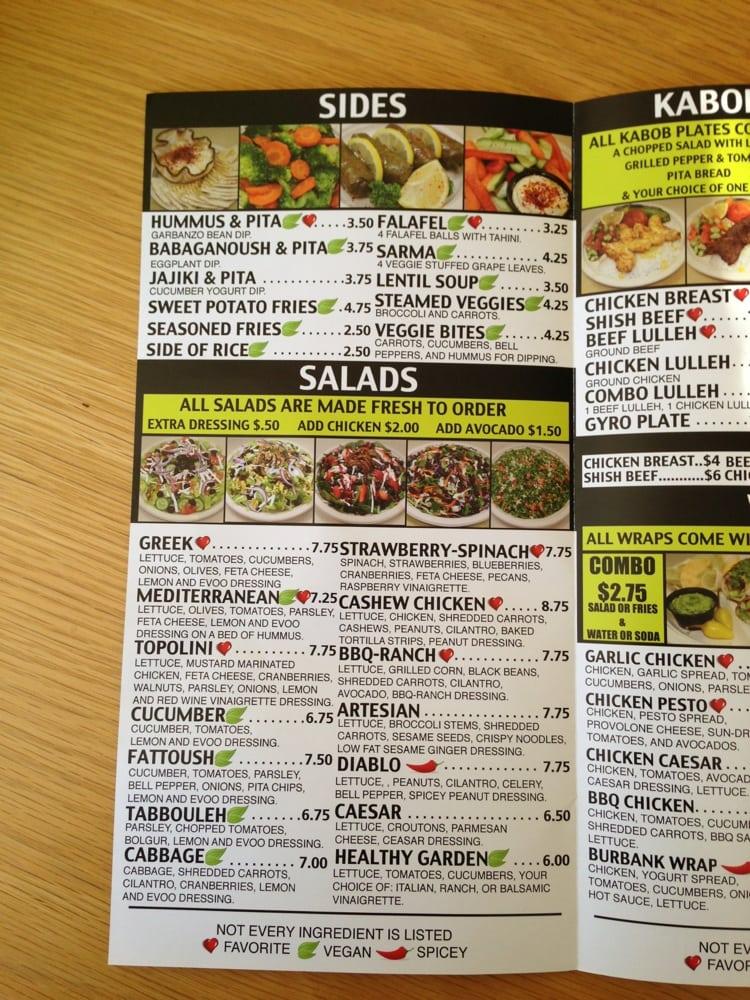 Menu at Cela Cafe, Burbank