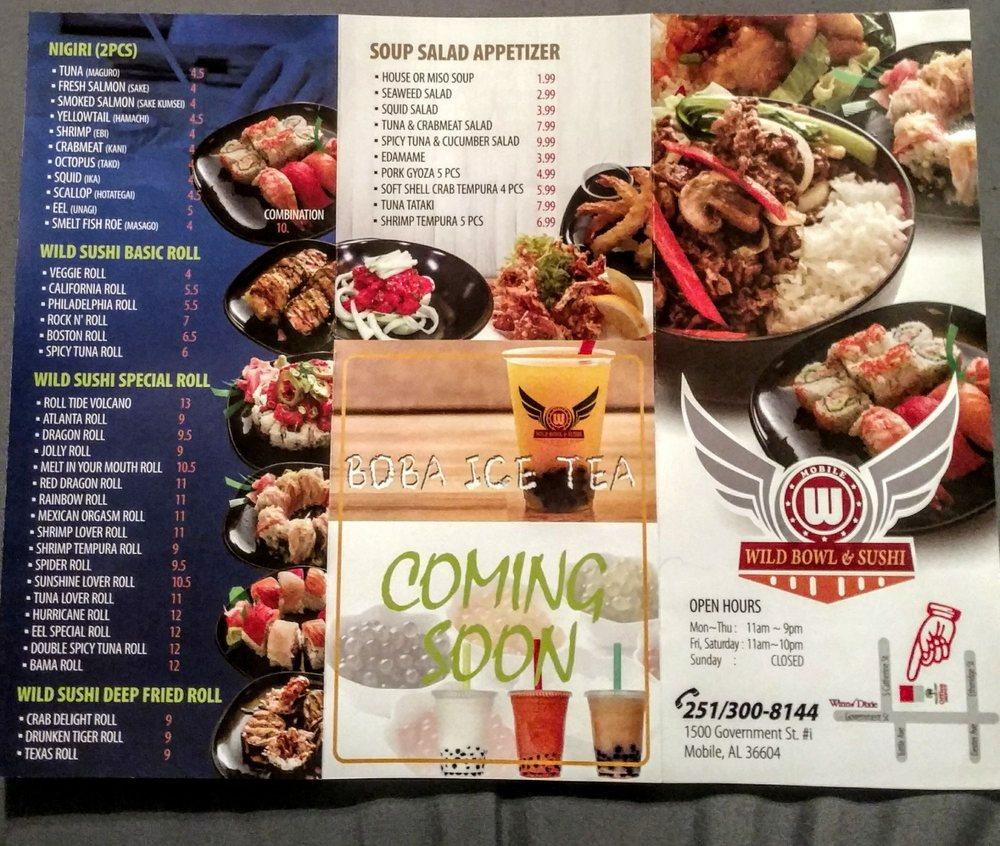 Menu at Wild Wing Station restaurant, Mobile, Government St J