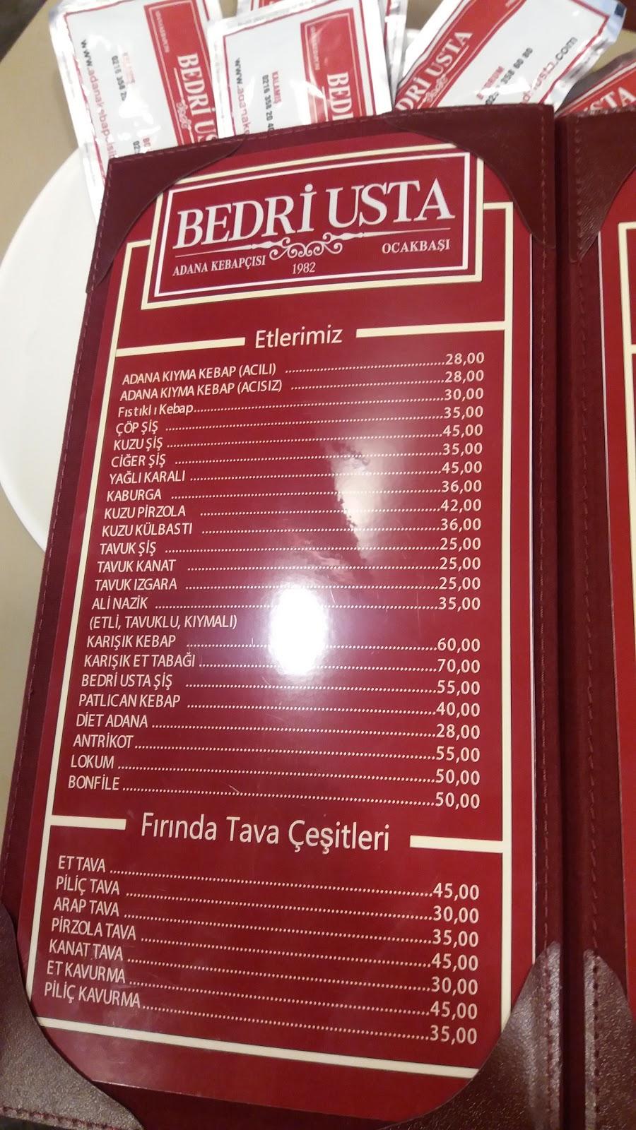 Menu at Bedri Usta, Istanbul, Hürriyet Blv 1/38