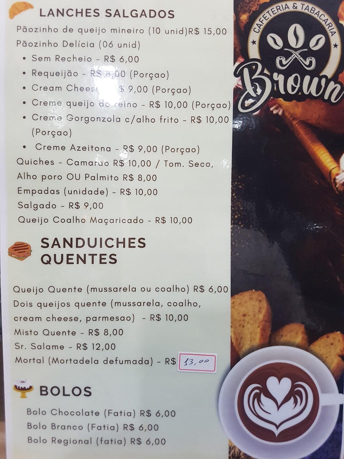 Menu at Brown - cafeteria e tabacaria, Aracaju