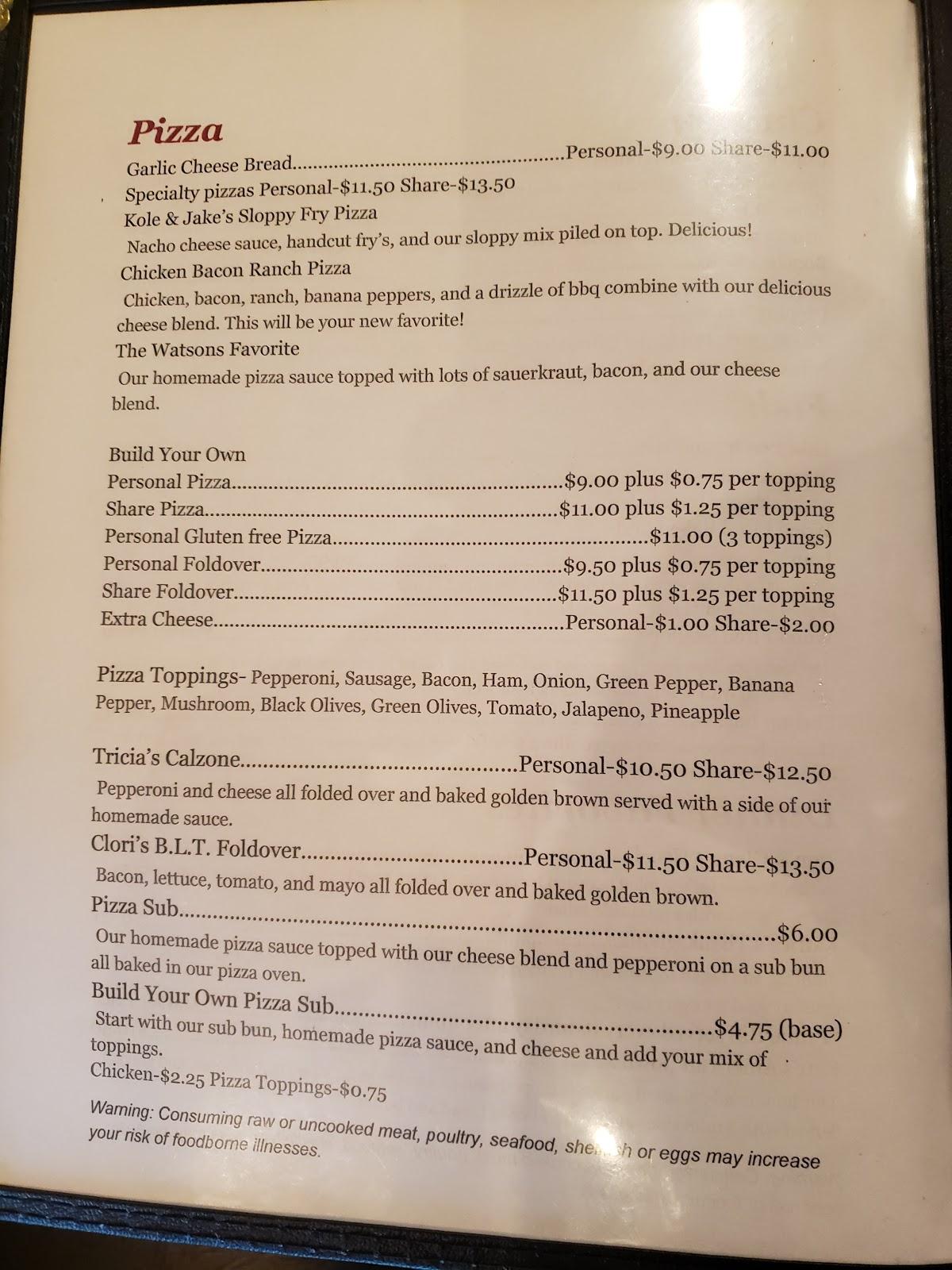 Menu at Buckeye Fire and Grill Llc pizzeria, Clyde